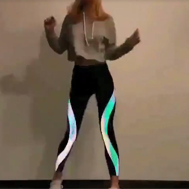 Glowing Rainbow Reflective Leggings-women tights-The Exceptional Store